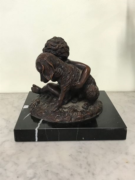 Joseph d'Aste | Cherub with a dog and a frog. | MutualArt