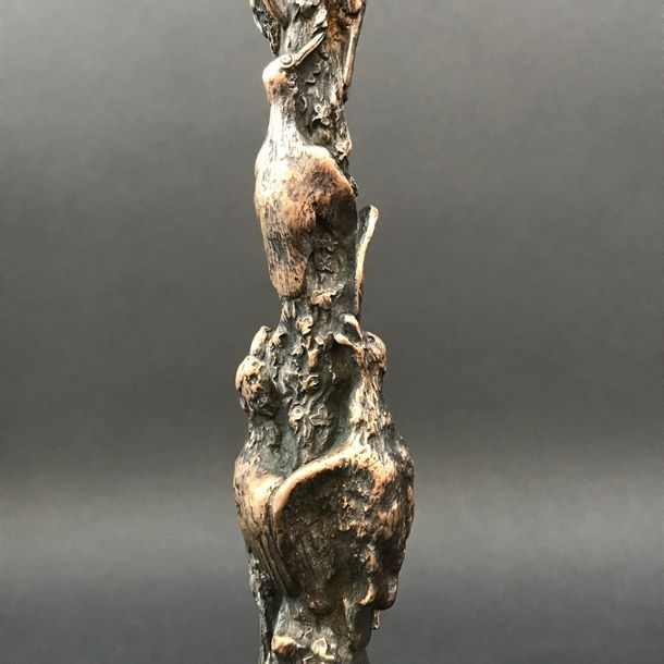 Christophe Fratin | Pair of bronze candlesticks with brown patina with ...