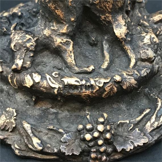 Christophe Fratin | Pair of bronze candlesticks with brown patina with ...