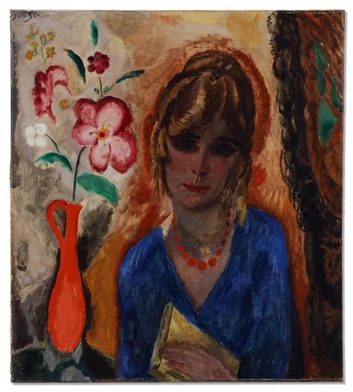 Jan Sluijters | Portret van Anna Leyden, met bloemenvaas (Portrait of ...