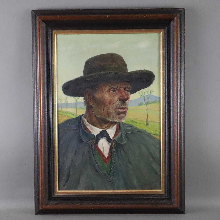 Karl Luckhardt | - Ausdruckstarkes Halbbildnis eines älteren Mannes mit ...