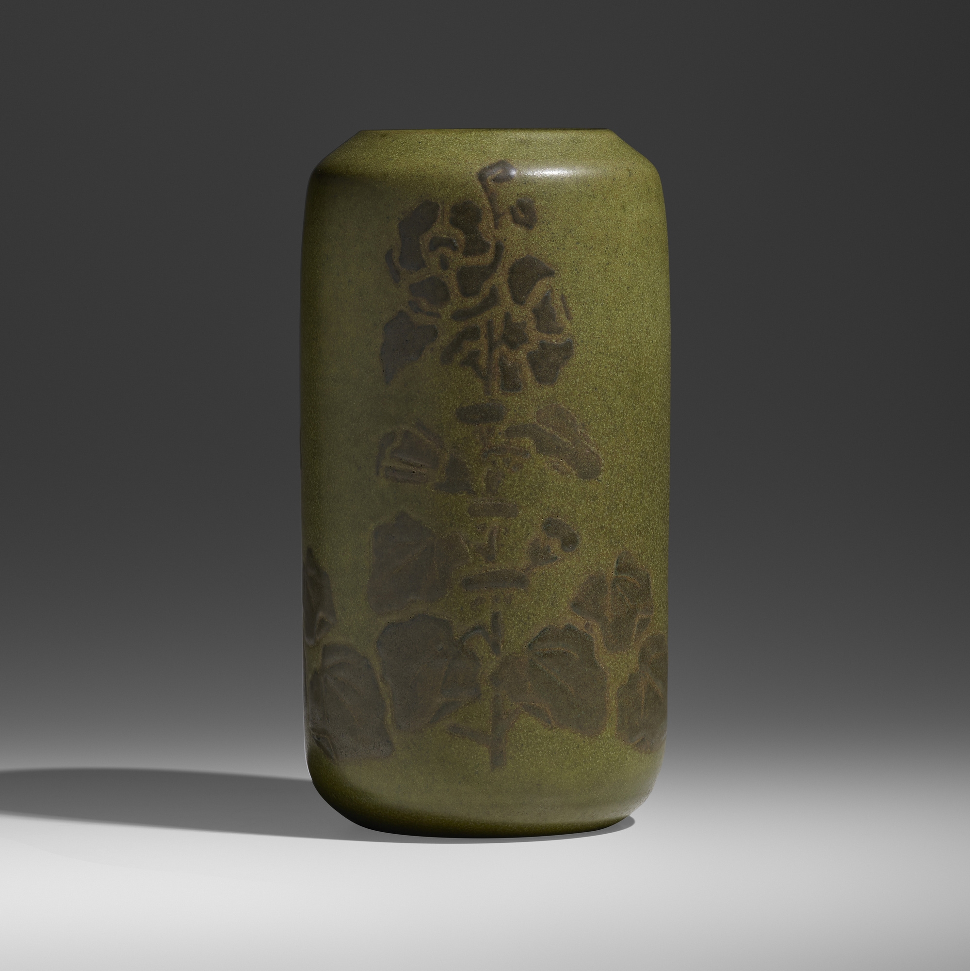 Sarah Tutt | Early vase with stylized hollyhocks (1904 - 1908) | MutualArt