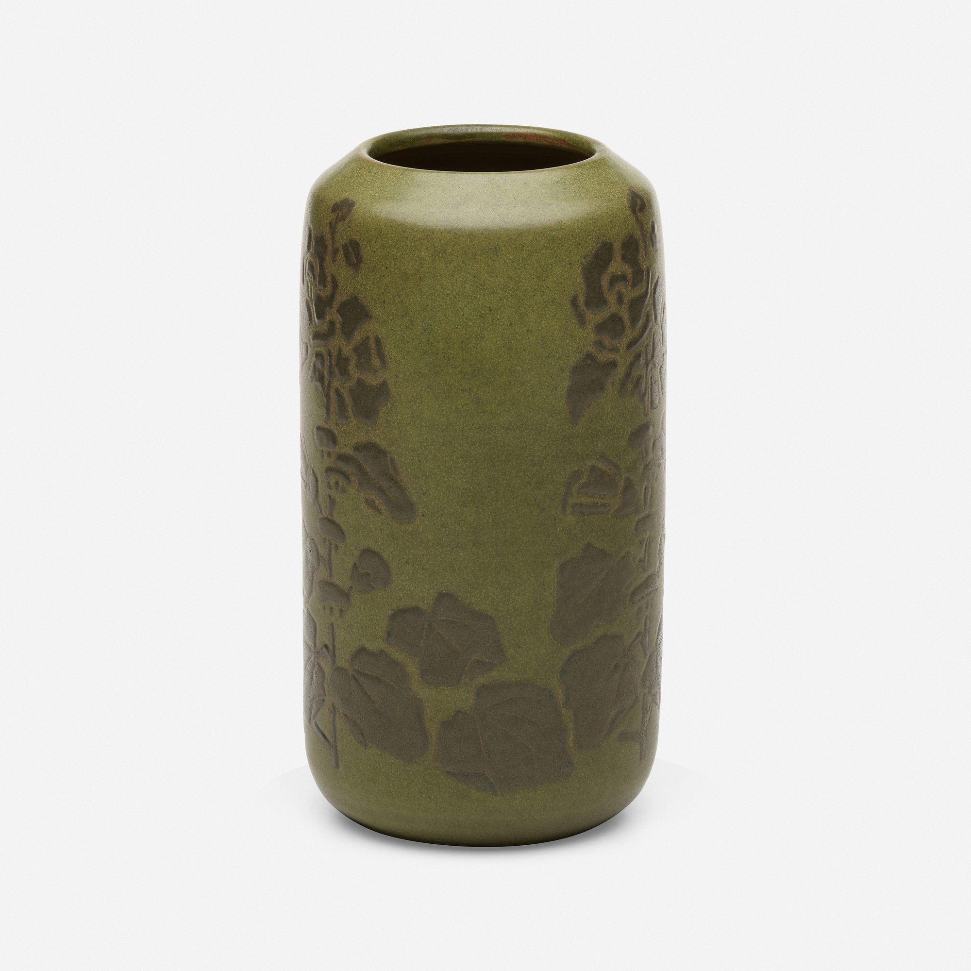 Sarah Tutt | Early vase with stylized hollyhocks (1904 - 1908) | MutualArt