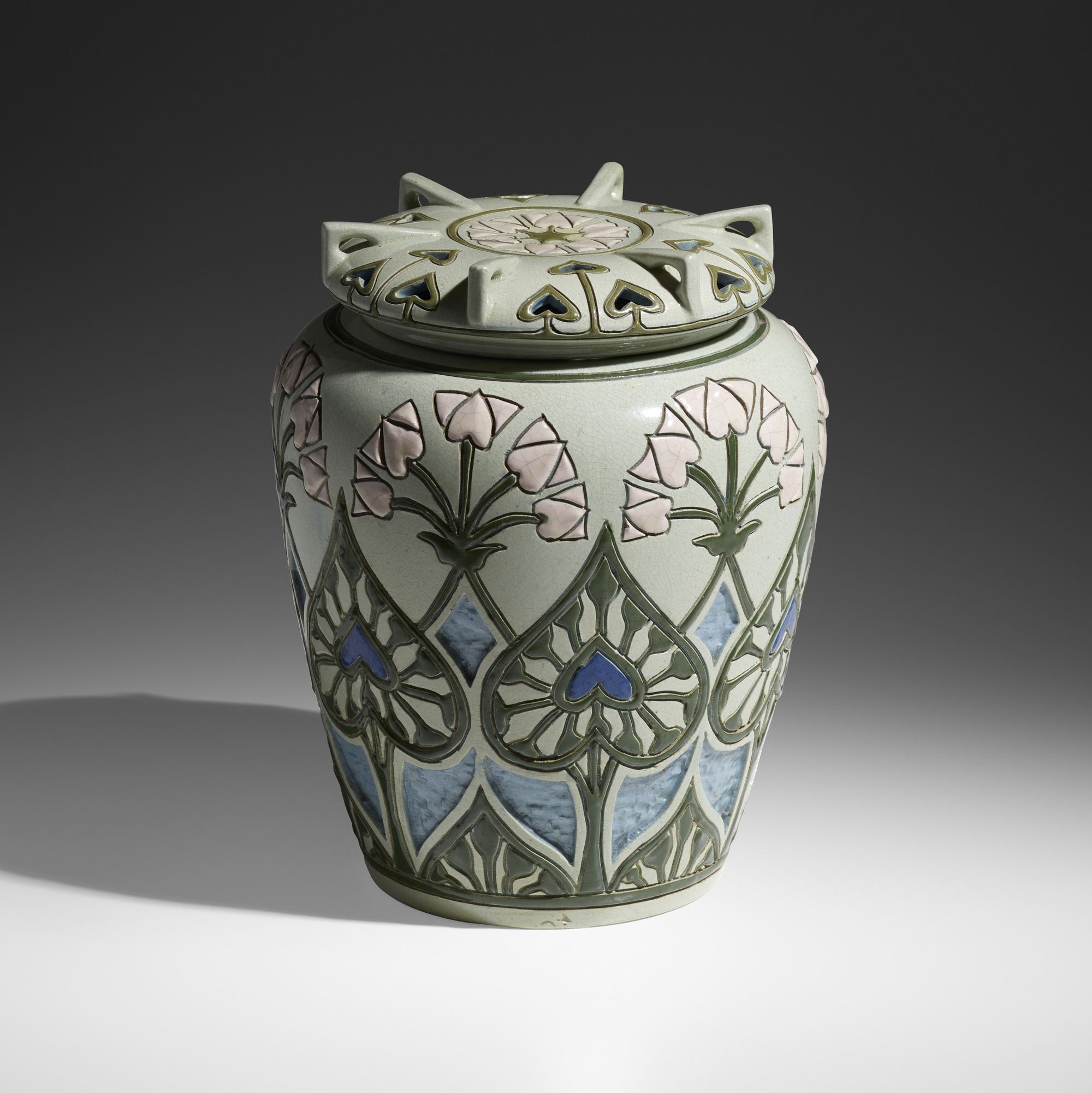 Frederick Hurten Rhead | Rare Della Robbia potpourri jar with stylized ...