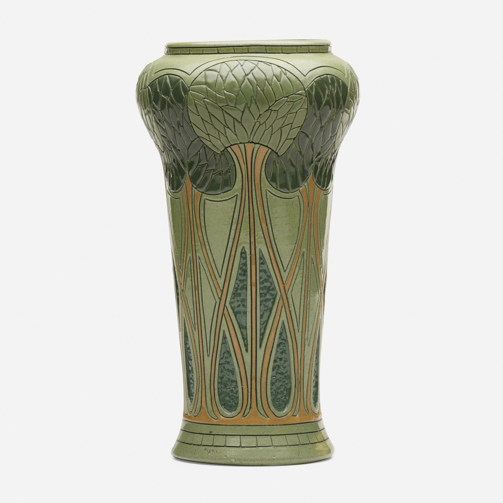Frederick Hurten Rhead | Della Robbia vase with stylized trees (1906 ...