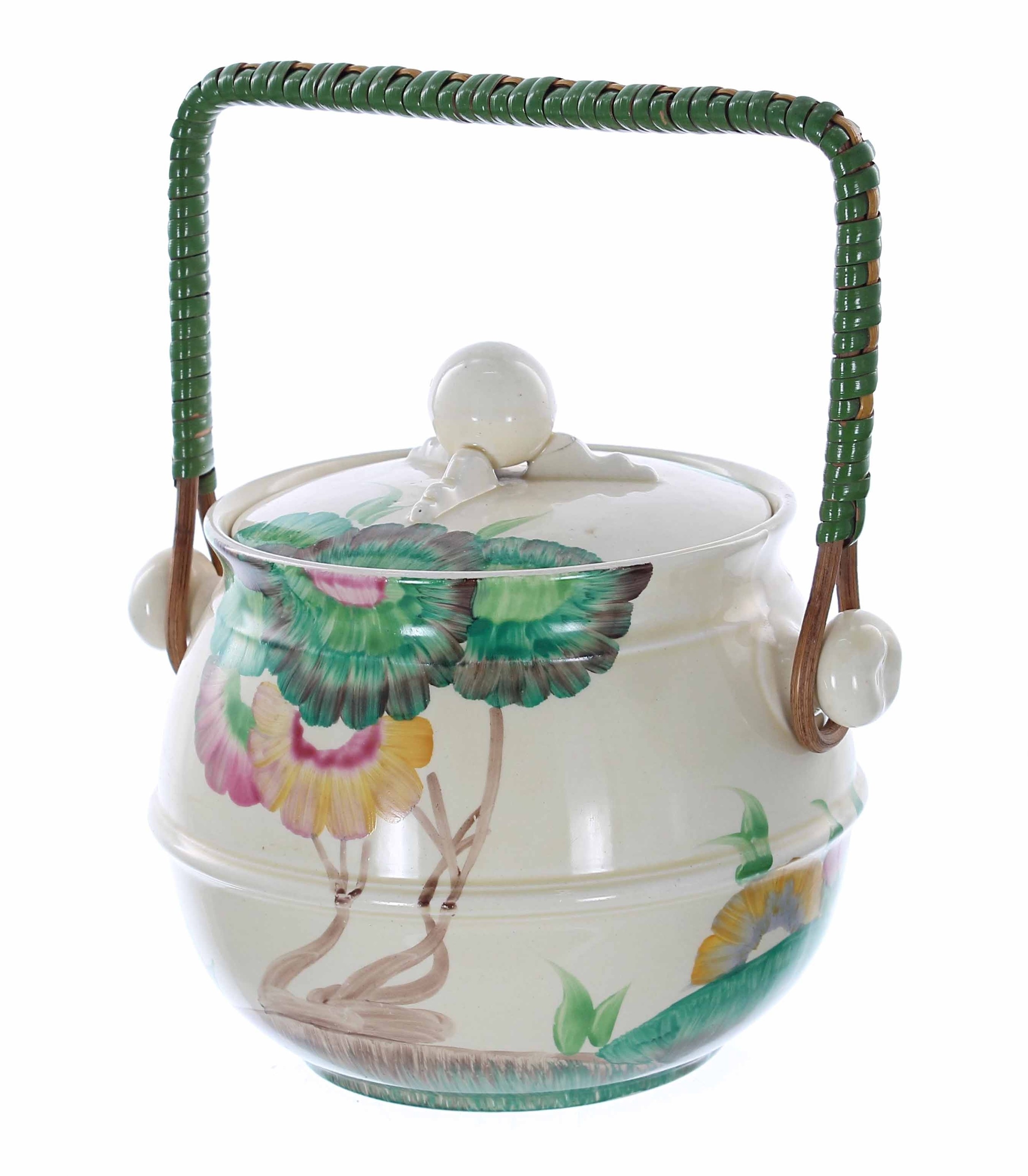 Clarice Cliff | 'Viscaria' biscuit barrel and cover | MutualArt