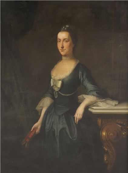 Thomas Bardwell | Portrait of a lady three-quarter-length standing in a ...
