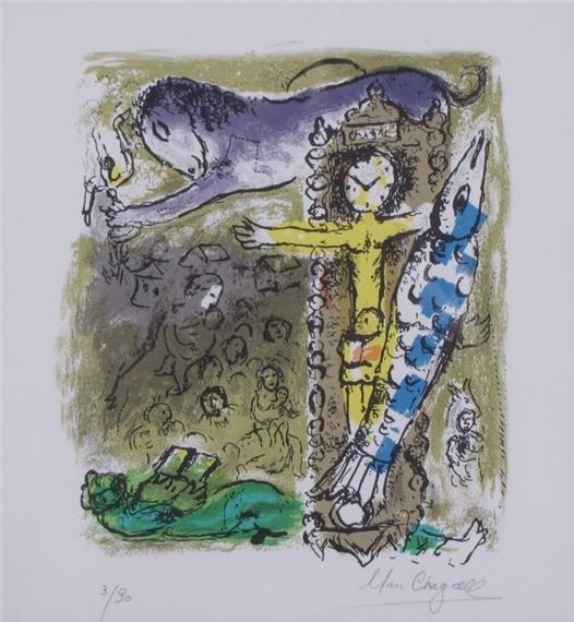 Marc Chagall | Marc Chagall, Le Christ A L'Horloge, Litho (1985 ...