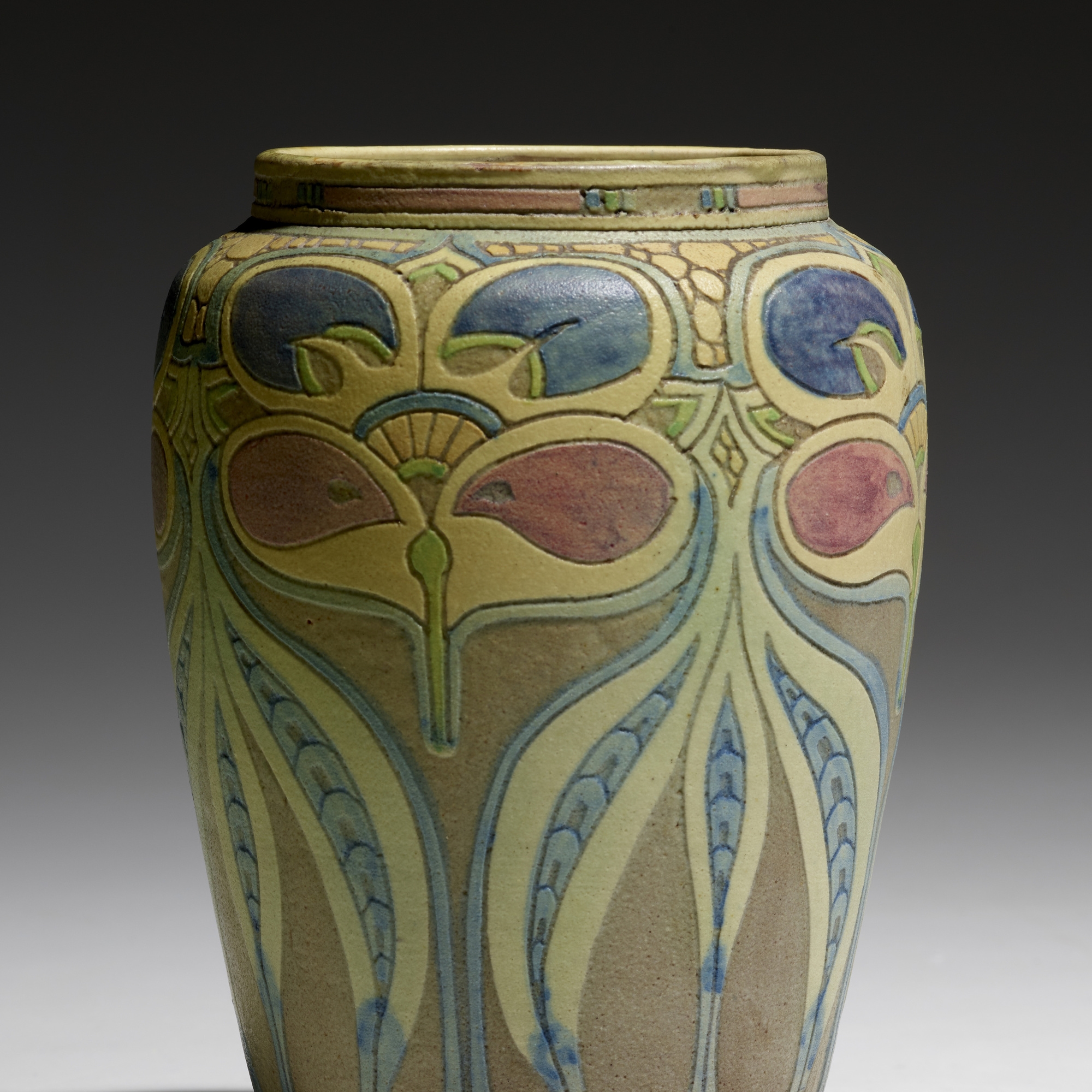 Frederick Hurten Rhead | Exceptional vase with Della Robbia-style ...