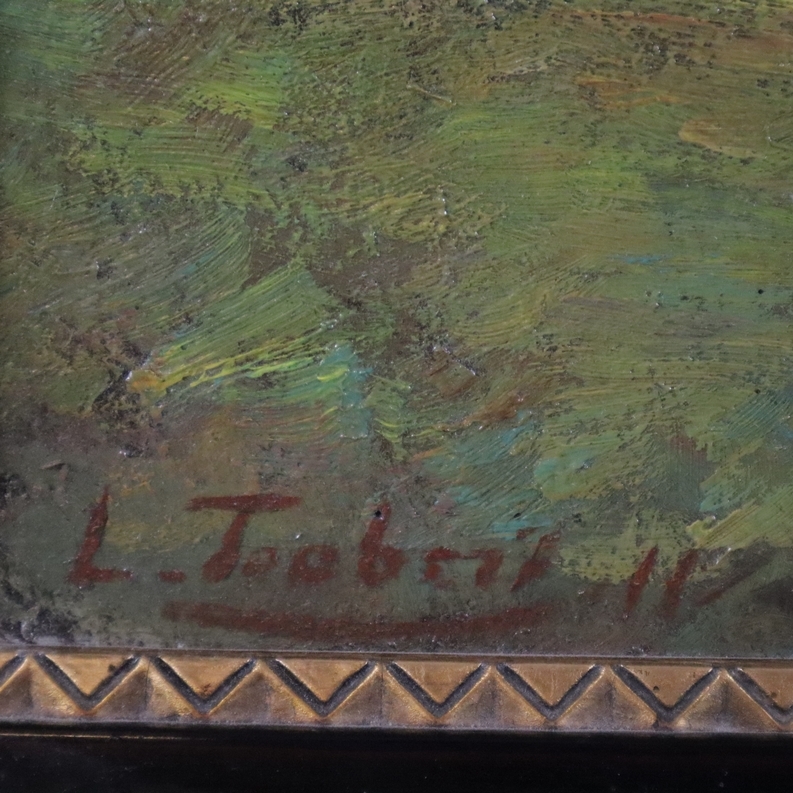 Léon Joubert | - Baumbestandene Landschaft mit Teich | MutualArt