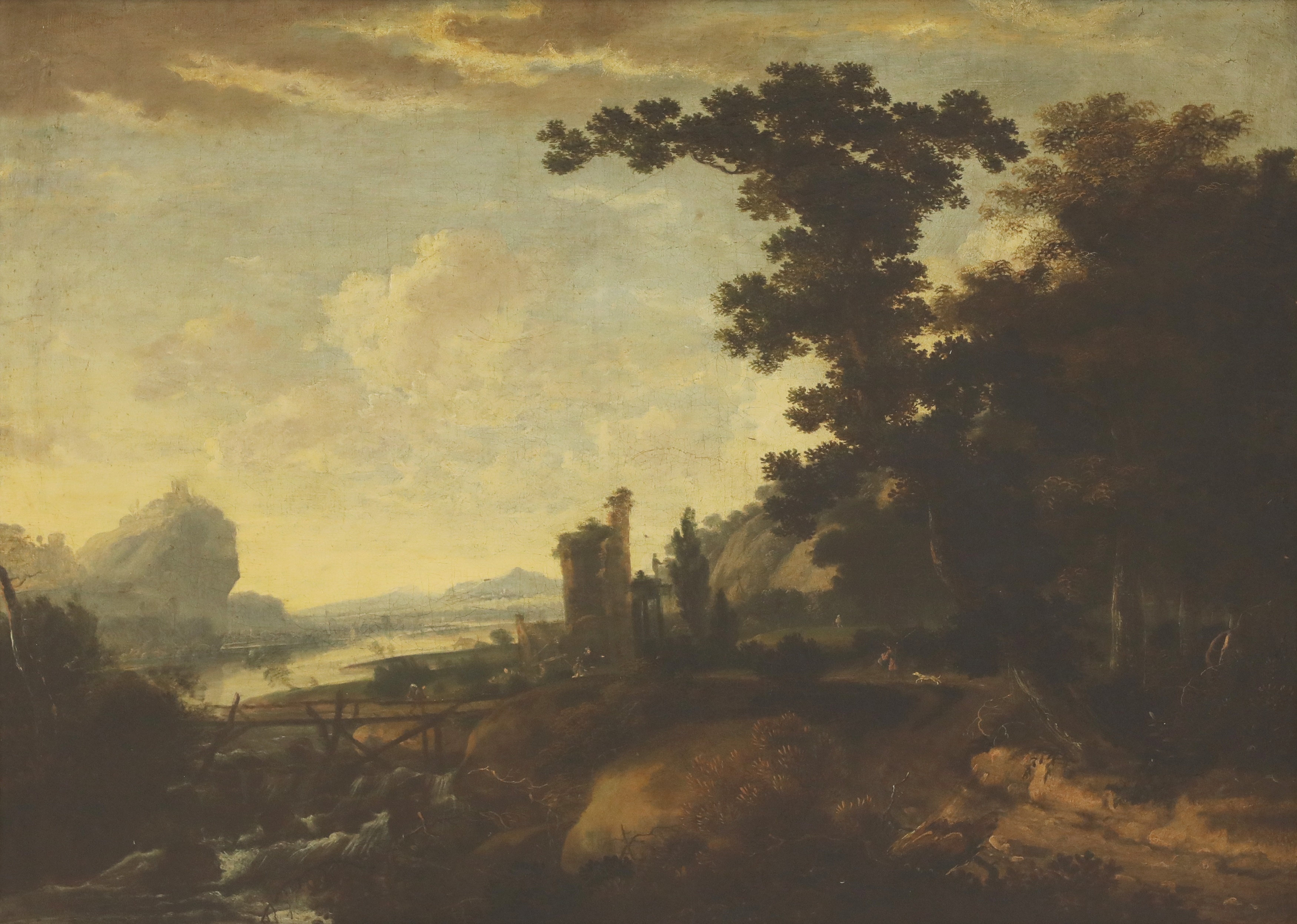 Gerard Van Edema | Mountainous river landscapes with figures near ...