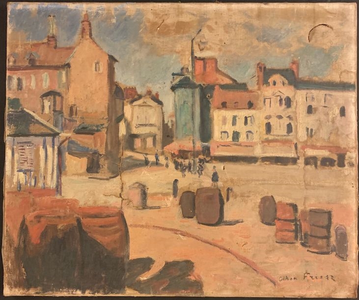 Achille Emile-Othon Friesz | Busy Square in a Port City | MutualArt