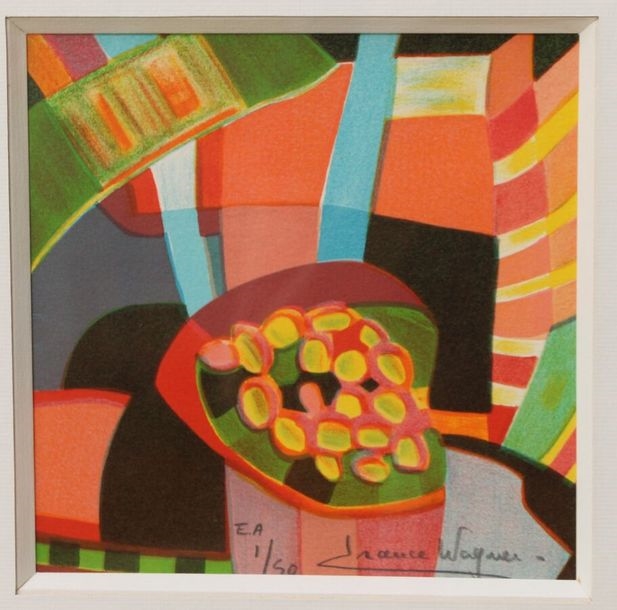 France Wagner | Untitled; Seated woman holding a bouquet of flowers ...