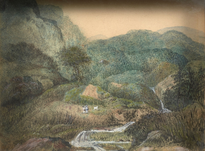 George Sand | Deux personnages et leur chien dans un paysage de ...