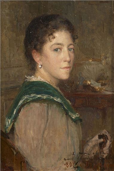 Edgar Maxence | Portrait de jeune femme de trois-quarts | MutualArt