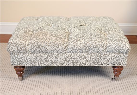 Ethan Allen | ETHAN ALLEN TUFTED LEOPARD PRINT OTTOMAN | MutualArt