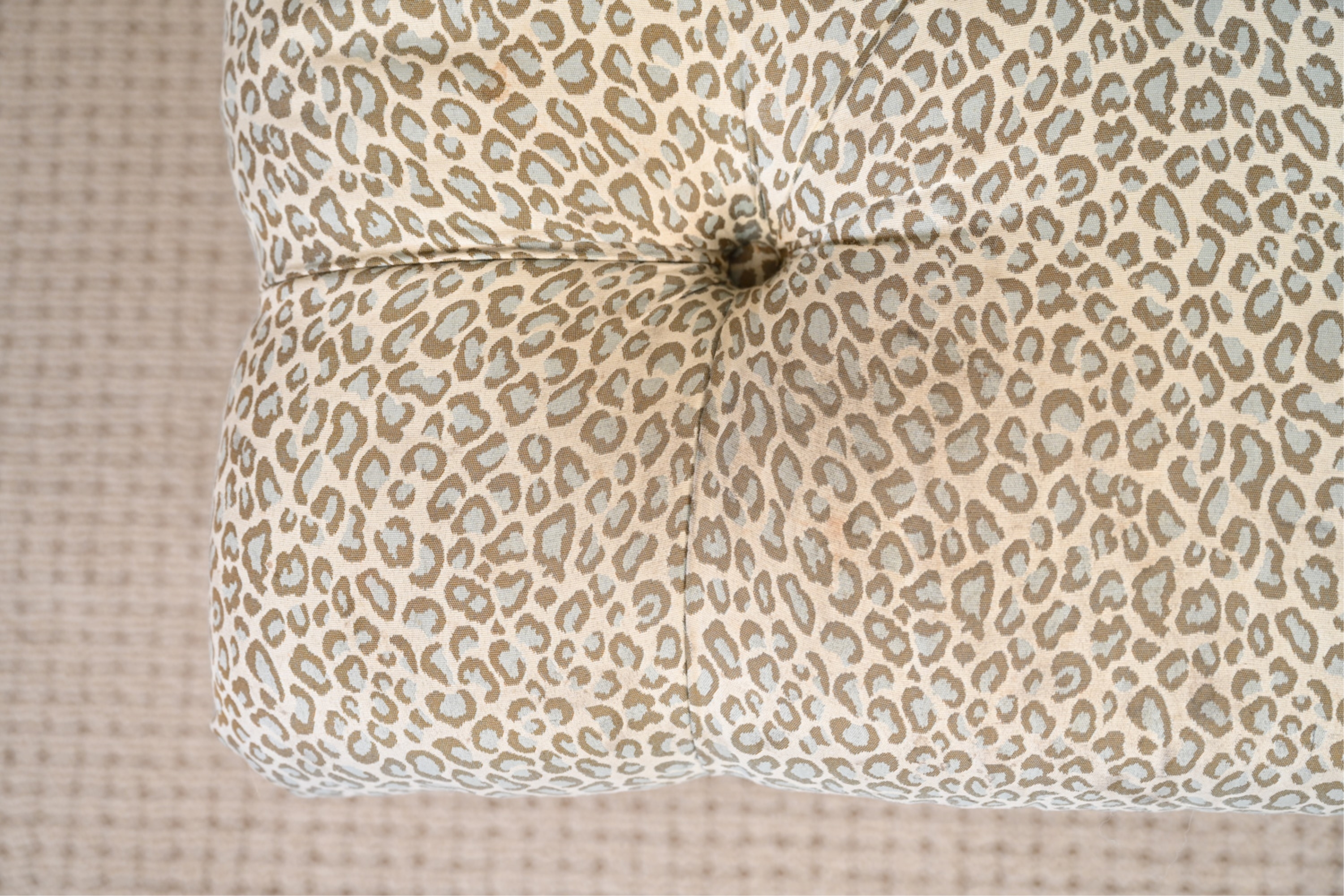 Ethan Allen | ETHAN ALLEN TUFTED LEOPARD PRINT OTTOMAN | MutualArt