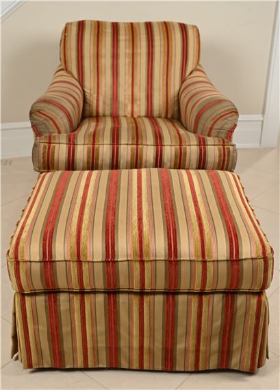 E. J. Victor | EJ VICTOR STRIPED CHENILLE LOUNGE CHAIR & OTTOMAN ...