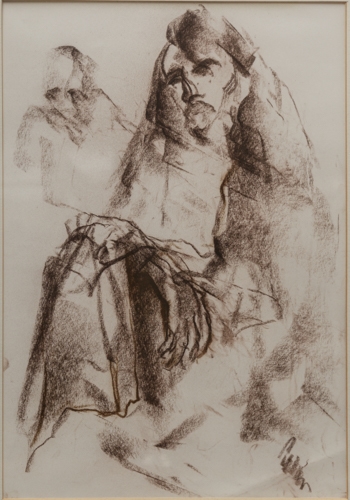 Walter Bernstein | Sitzende, in Decken gehüllte Gestalt | MutualArt