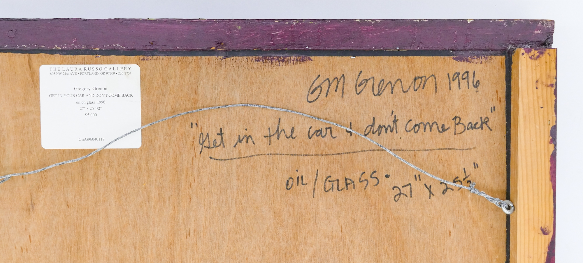 Gregory Grenon | GET IN YOUR CAR AND DON'T COME BACK (1996) | MutualArt