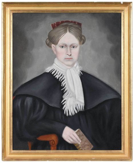 American Folk Art School, 19th Century | Folk Art Portrait of a Seated ...