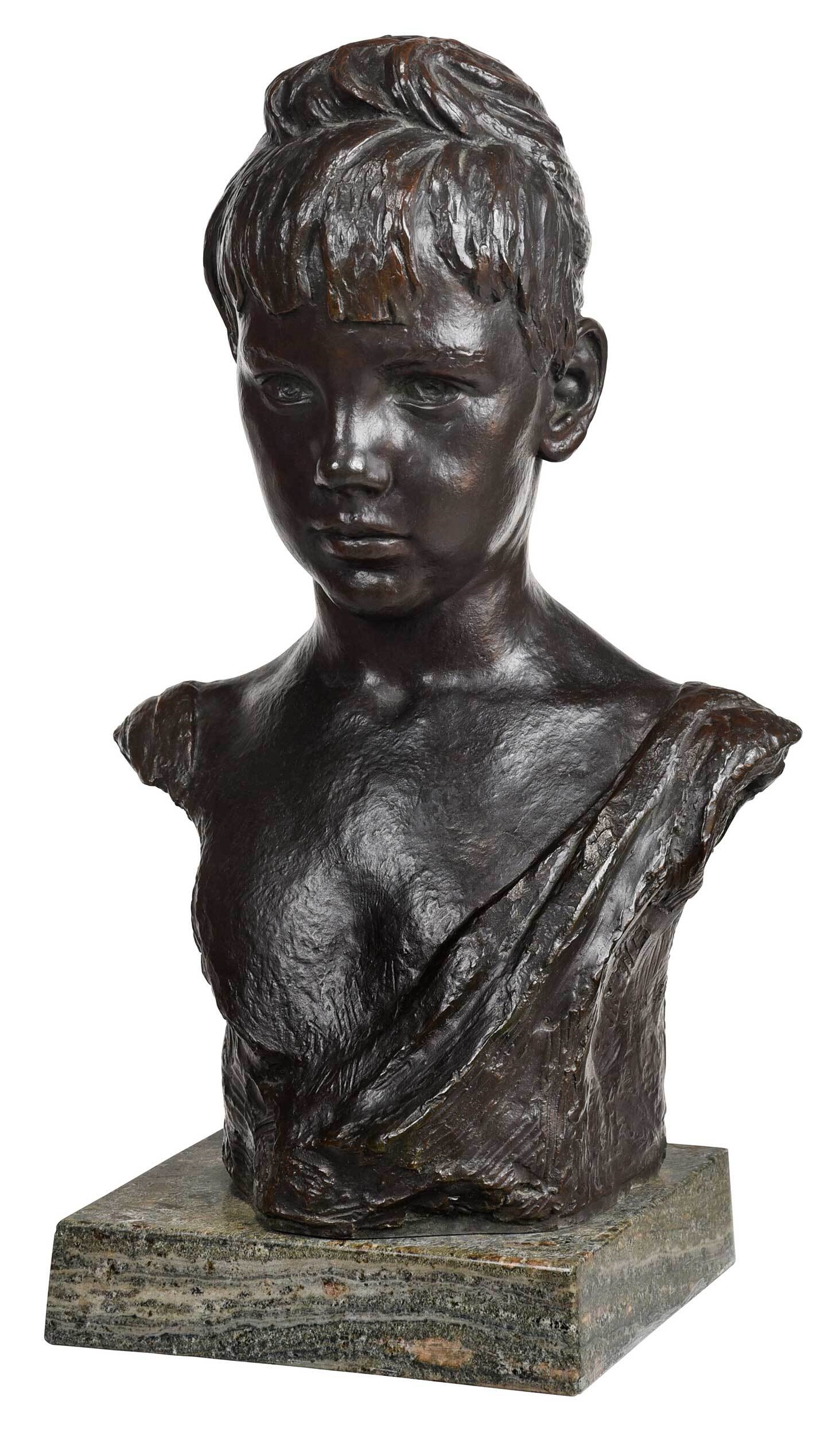 Erica Lee | Bust of a Girl Wearing Hair in a Bun | MutualArt