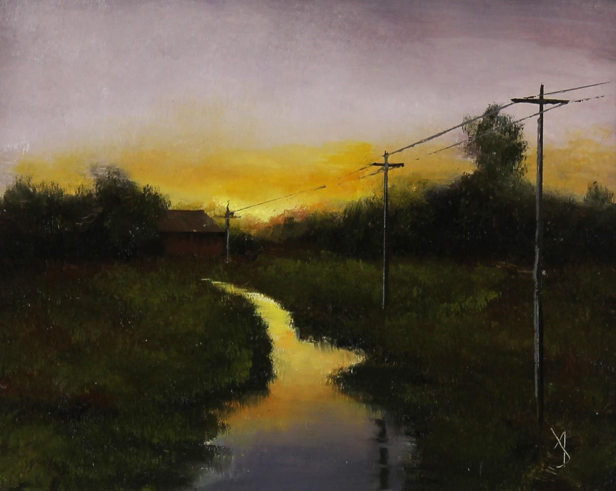 Alan Dickson | Bird Line on the Lake | MutualArt
