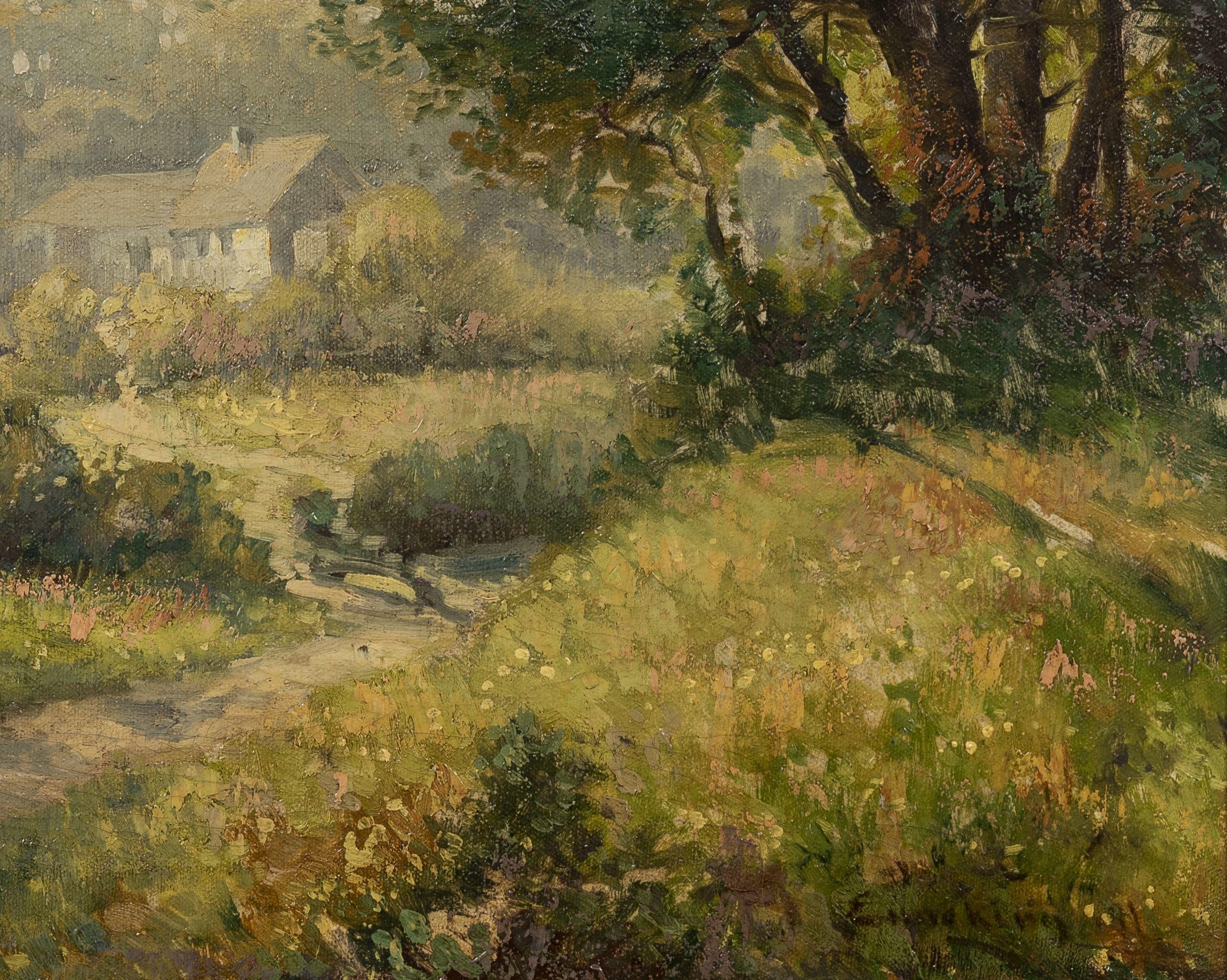 John J. Enneking | Summer Landscape with Cottage (1891) | MutualArt