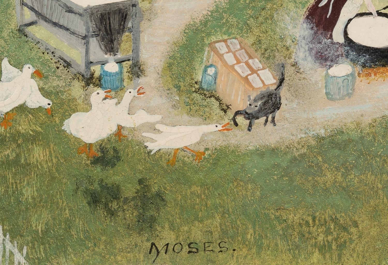 Grandma Moses | May, Making Soap, Washing Sheep, 1870 (1945) | MutualArt