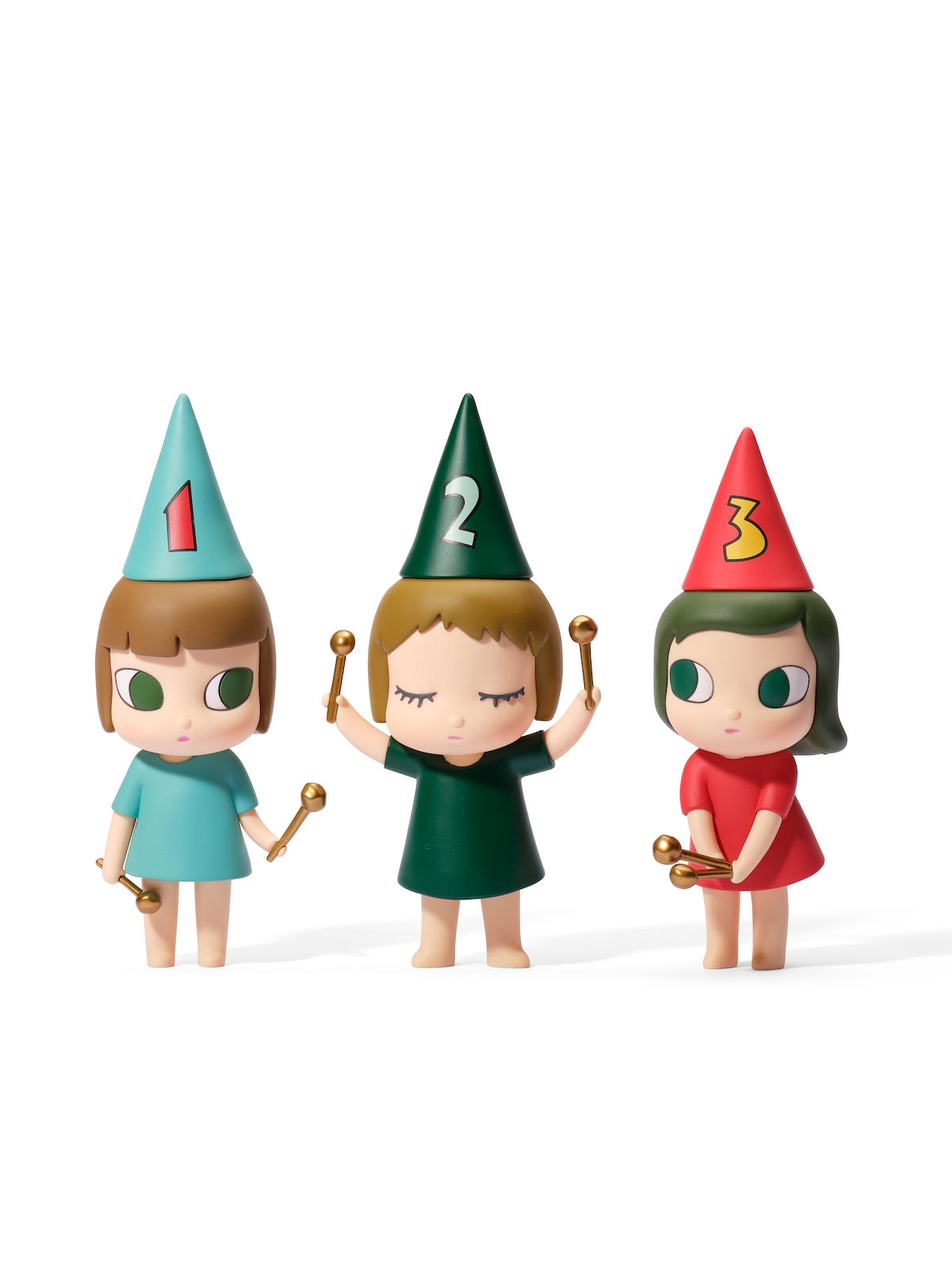 Yoshitomo Nara | 123 Drumming Girls (Set of Three) (2020) | MutualArt