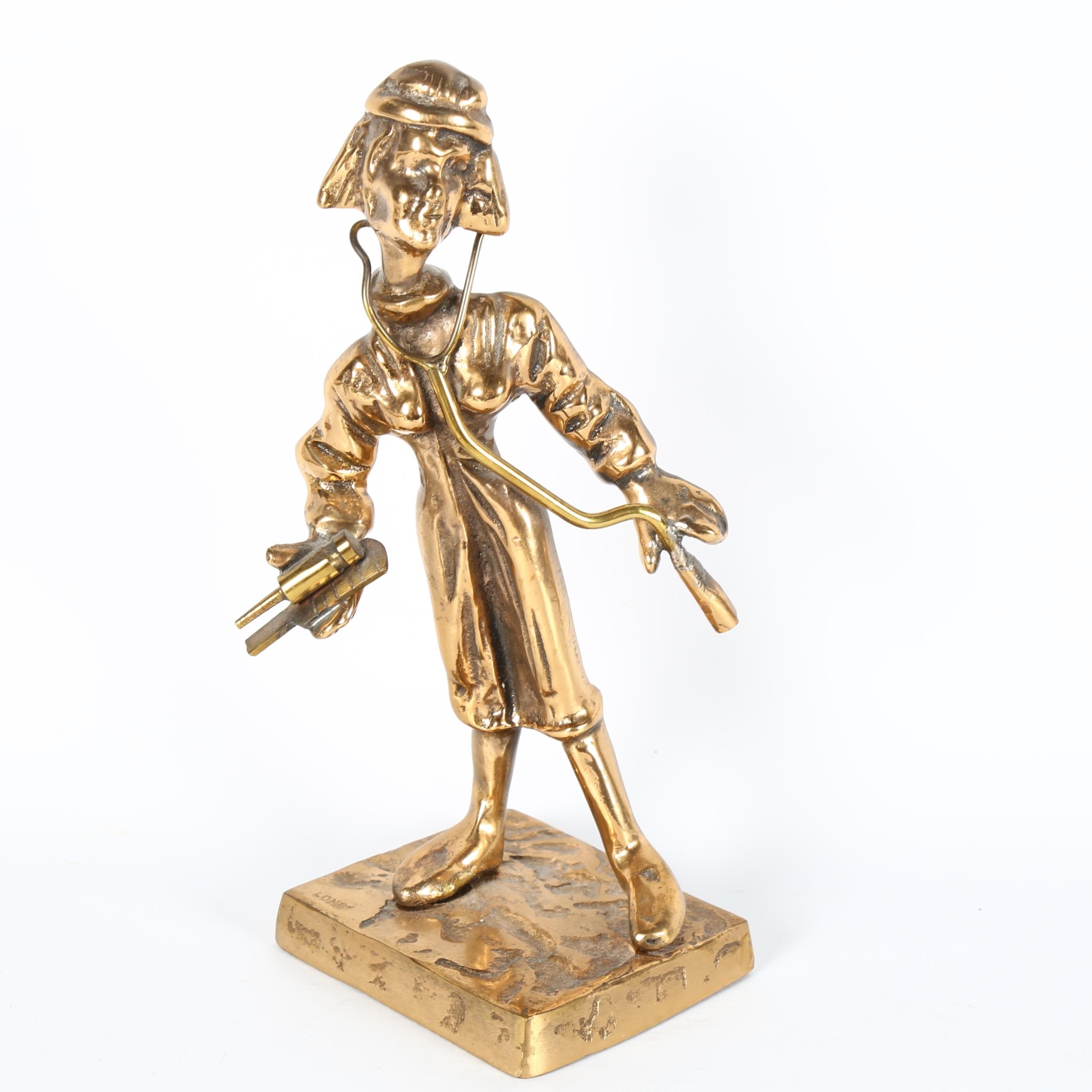 Yves Lohé | a gilded bronze sculpture of a doctor | MutualArt