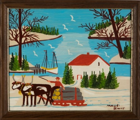 Maud Lewis | Untitled (Winter Scene with Oxen Team) | MutualArt