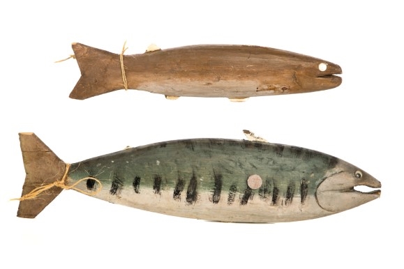 SIDNEY HOWARD | TWO NOVA SCOTIA FOLK ART CARVED FISH | MutualArt