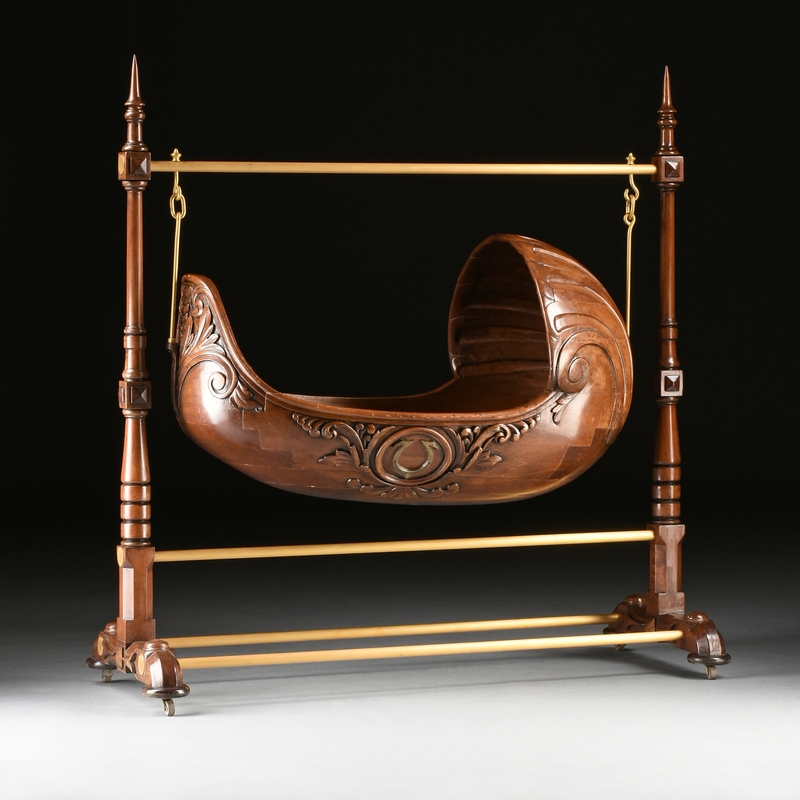 Italian School, 19th Century | A CONTINENTAL GONDOLA FORM WALNUT CRADLE ...