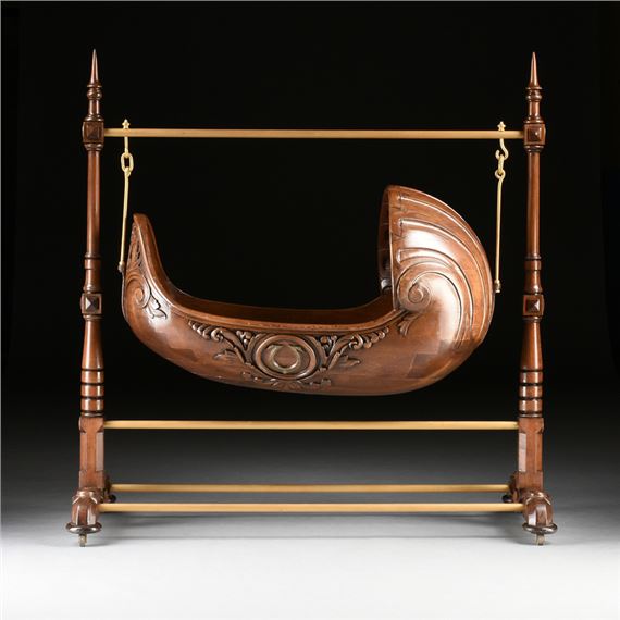 Italian School, 19th Century | A CONTINENTAL GONDOLA FORM WALNUT CRADLE ...