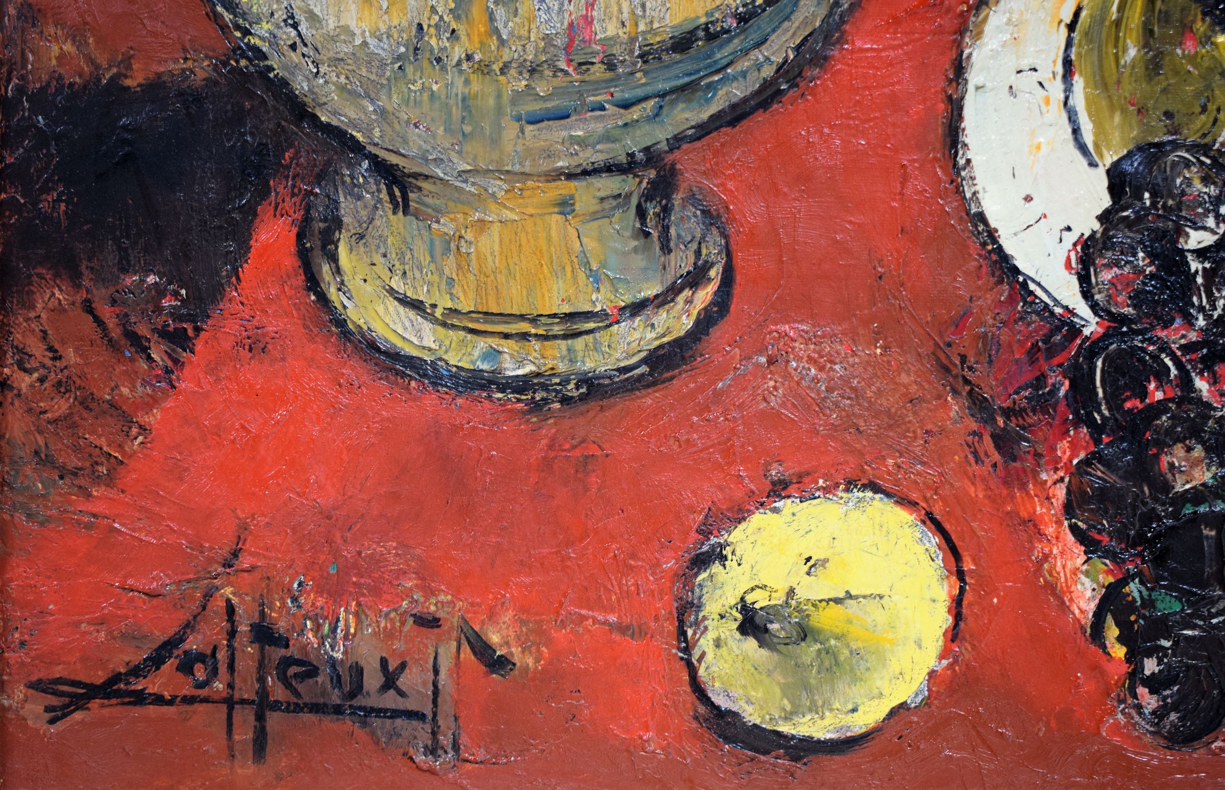 Jean-Pierre Calteux | Still life with jugs and fruit | MutualArt