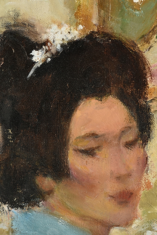 Samuel Edmund Oppenheim | Geisha Portrait with Blue Vase (1990s ...