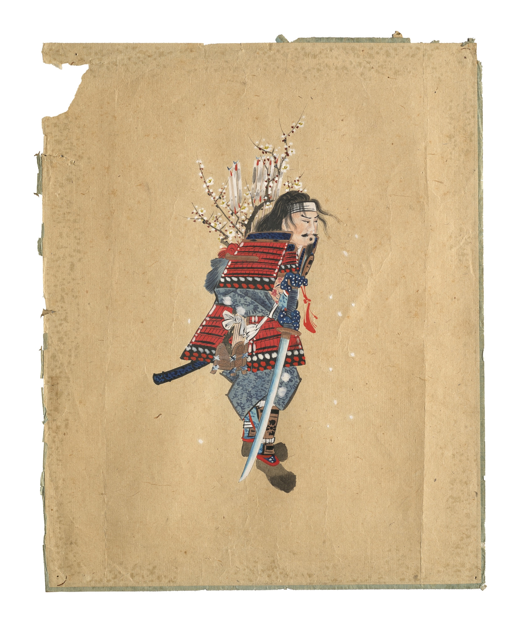 Japanese School, 19th Century | Zwei Zeichnungen mit Samurai ...