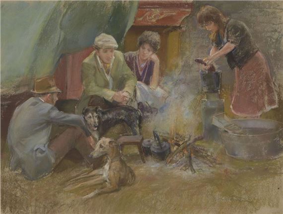 Neil Forster | Gypsy group with greyhounds | MutualArt