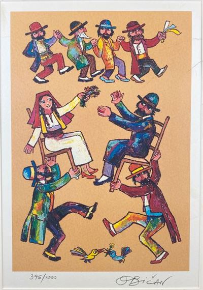 Jovan Obican | Set of 4 lithographs representing popular scenes ...