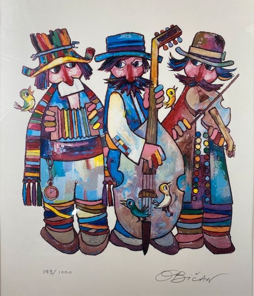 Jovan Obican | Set of 4 lithographs representing popular scenes ...