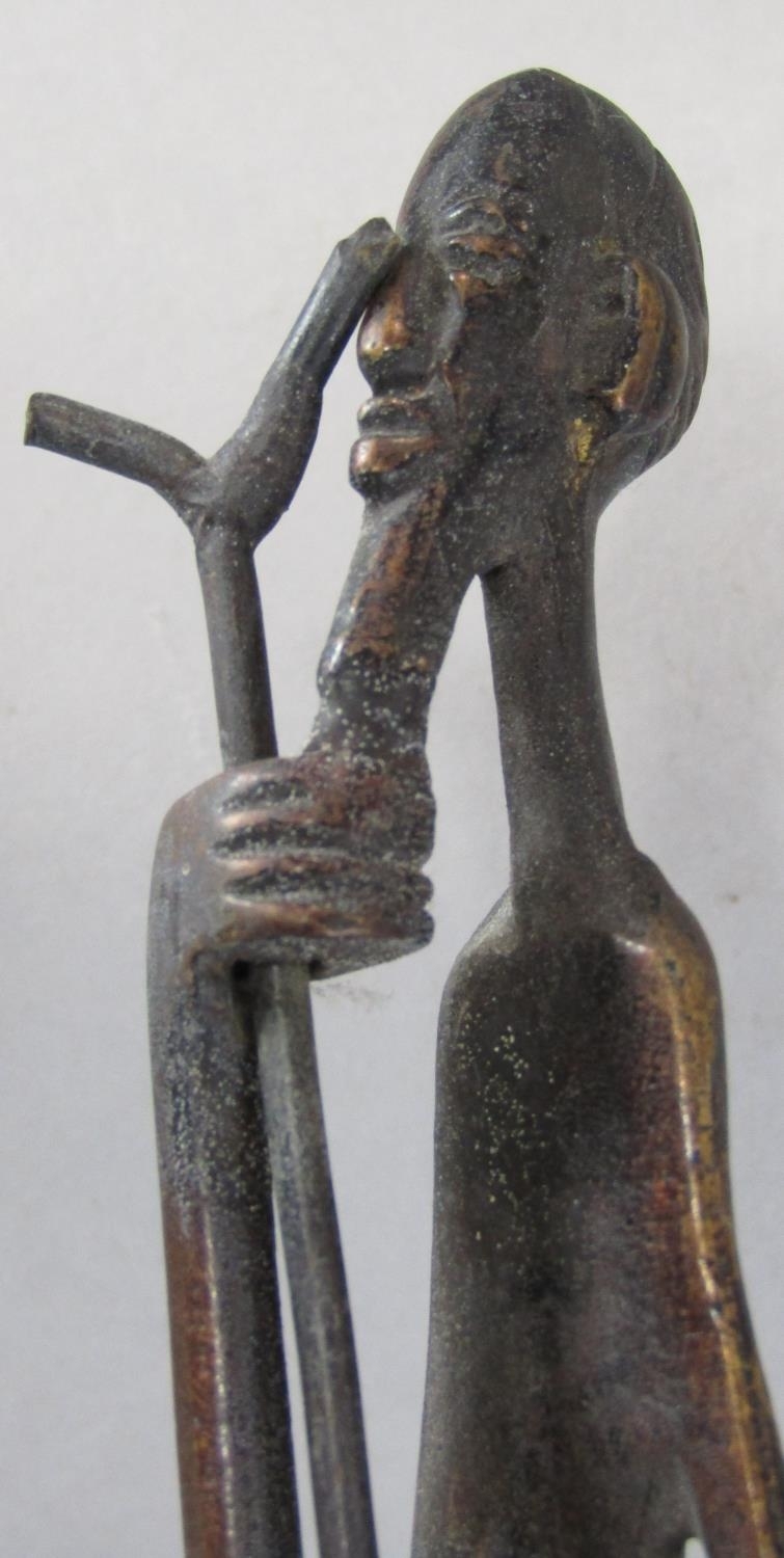 African School | African bronze sculpture of an elongated figure of a ...