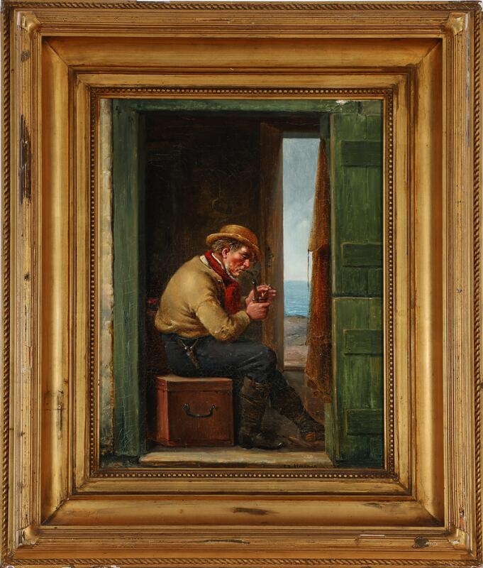 Christian Andreas Schleisner | A fisherman smoking a pipe in a doorway ...