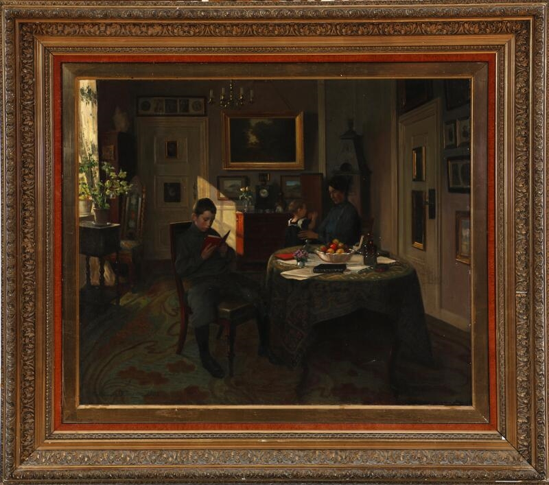 Valdemar Kornerup | Interior with a mother and her children (1904 ...