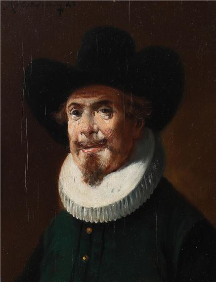 Lajos Koloszvary | Portrait of a nobleman with a hat and white collar ...