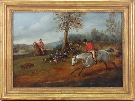 Henry Thomas Alken | Hunting scene with riders and hounds nearing a ...