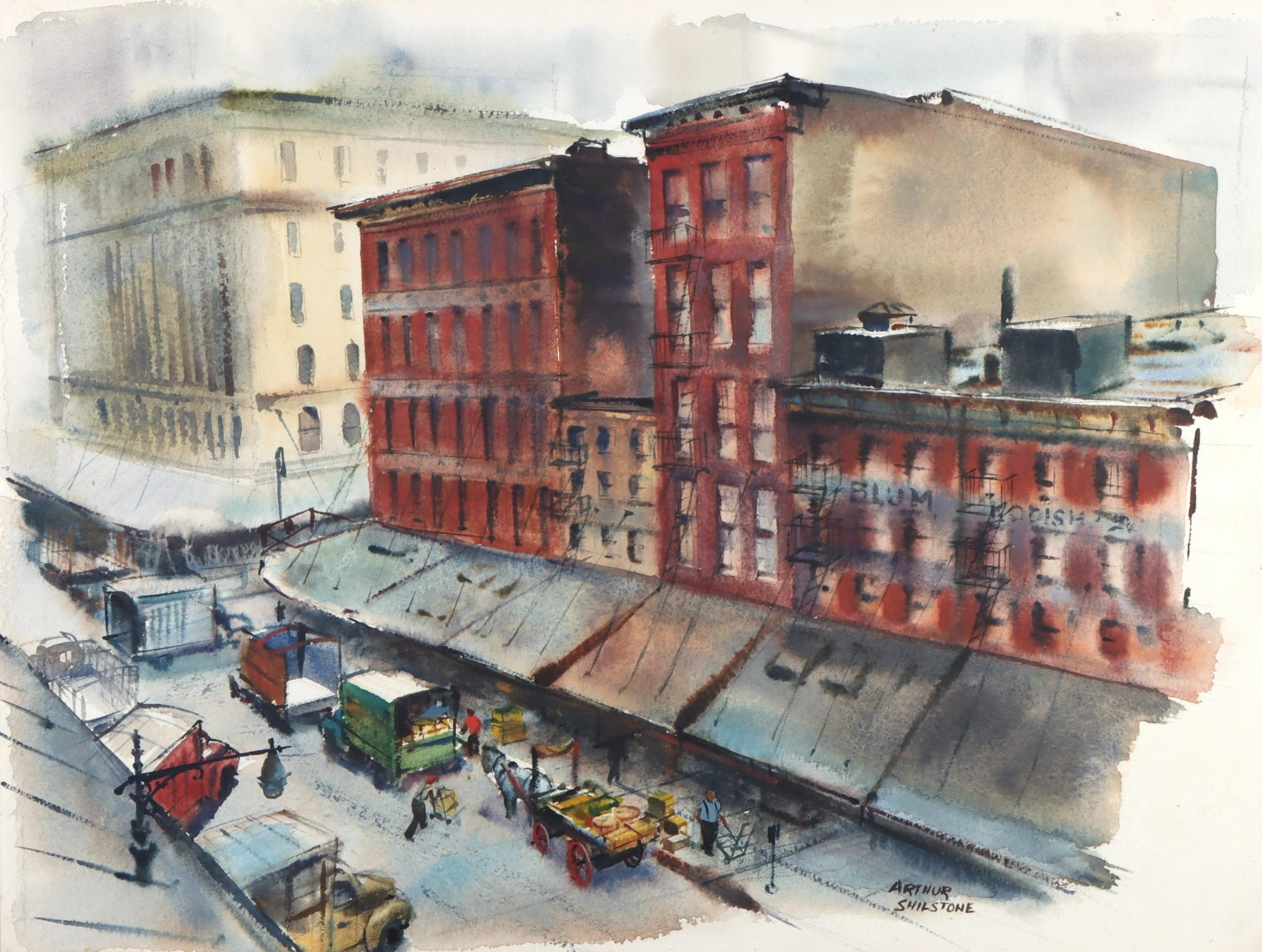 Arthur Shilstone | Birds eye landscape of an early 20th century city ...