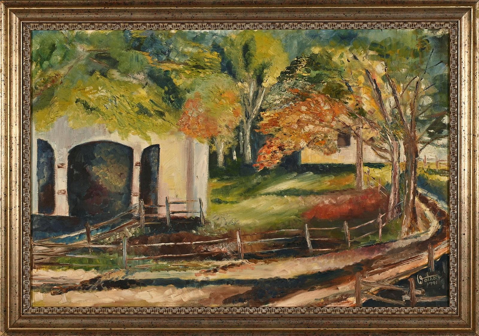 Bev Watson | Road with Building and Trees (1991) | MutualArt