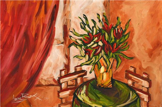 Louw Beukes | Vase of Flowers Beside the Window (2006) | MutualArt