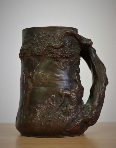 Paul Maris Louis Pierre Richer | Pichet en bronze à décor d'un paysage ...